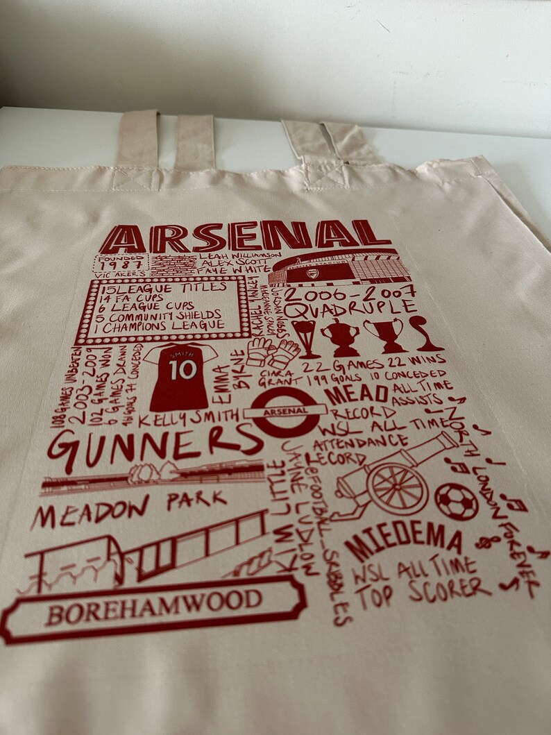 Arsenal Womens Football Tote Bag, Womens Super League, Football Gift - Etsy