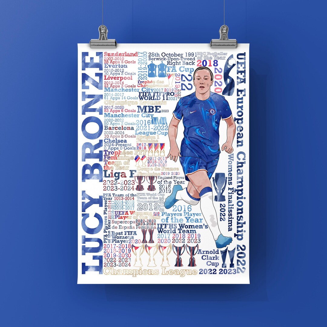 Lucy Bronze A4 Art Print Poster, Lionesses, Chelsea Women, England ...
