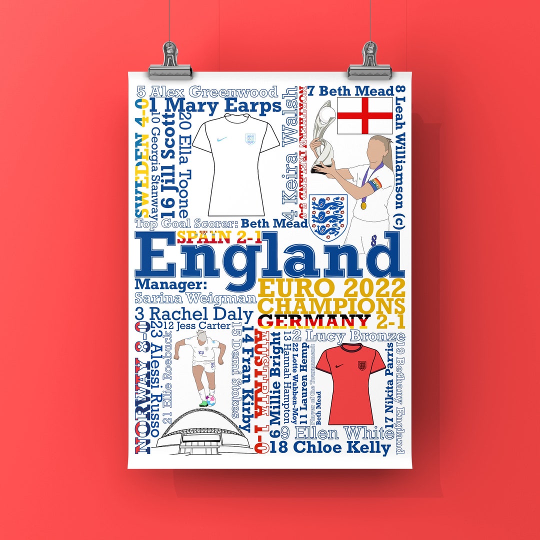 England Lionesses Euro 2022 A4 Art Print Poster, Lionesses, England ...