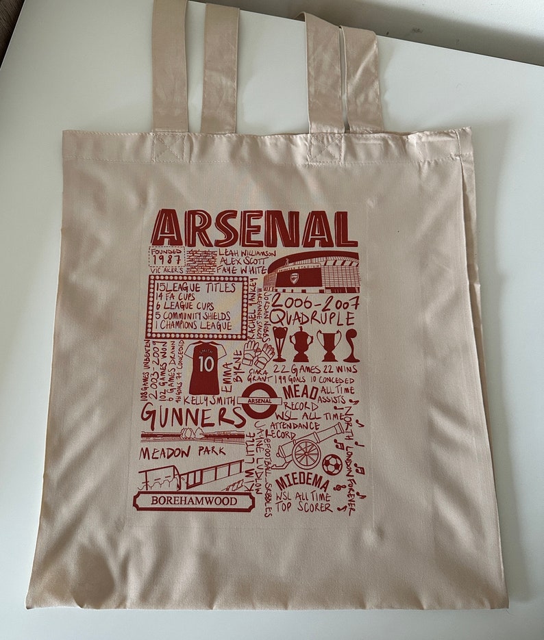 Arsenal Womens Football Tote Bag, Womens Super League, Football Gift - Etsy