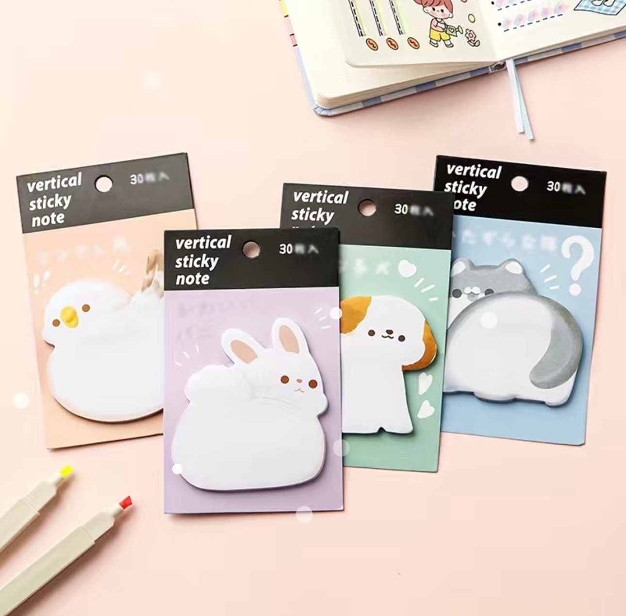 Kawaii Cute Stick Notes on Notepad Animals for Business or School - Etsy