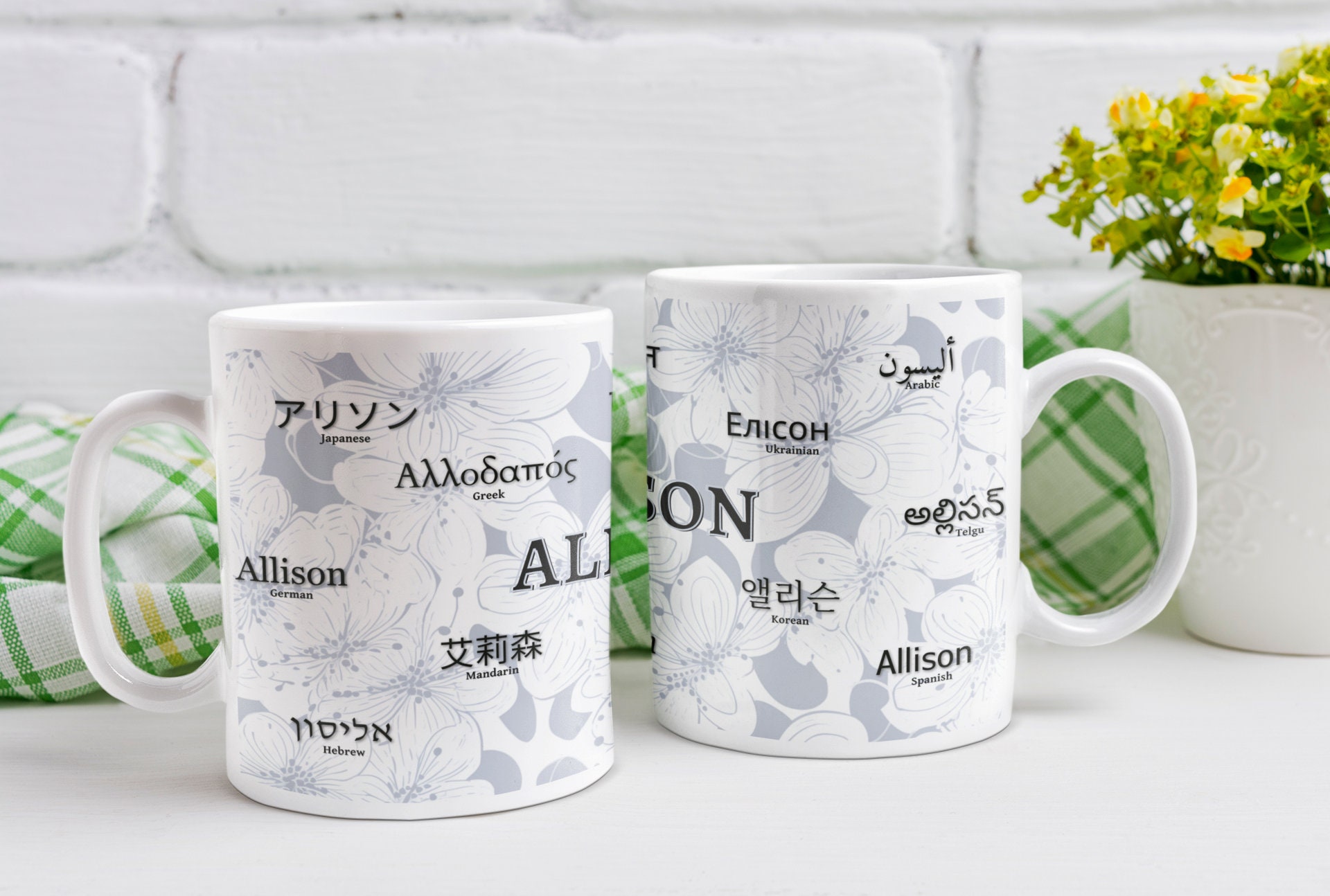 Multiple Languages of Your Name - Blue Poppy Coffee Mug - Etsy