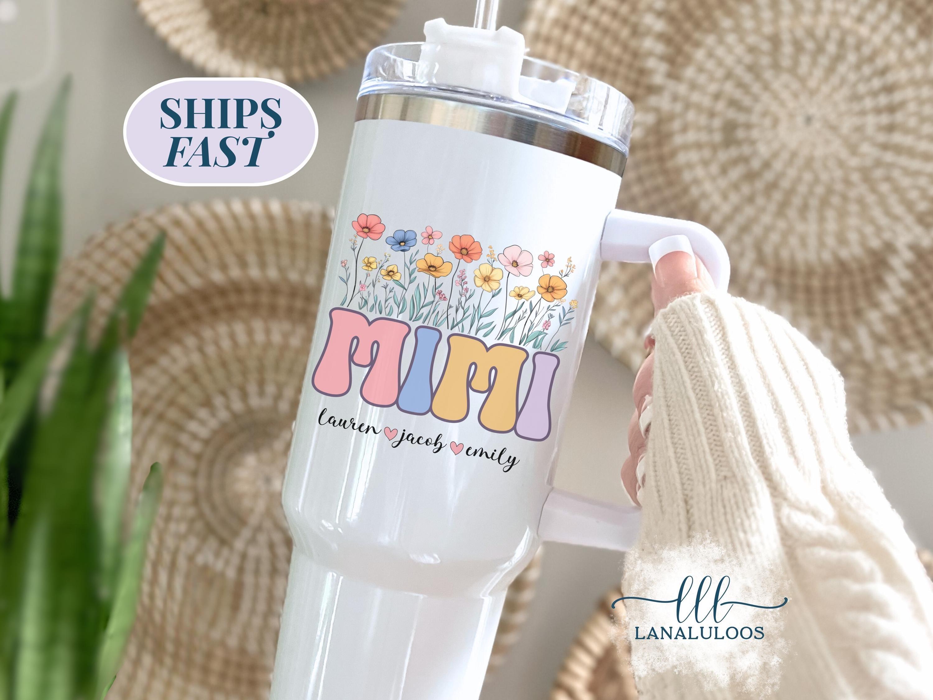 Personalized Mimi Tumbler Custom Grandkid Names Wildflower Travel Cup ...