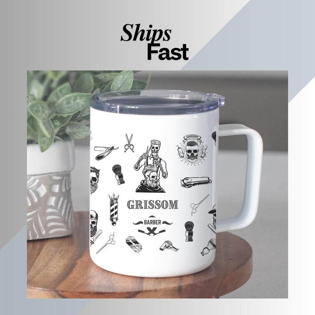 Personalized Barber Mug Custom Barber Gift Skull Barber Mug Barber ...