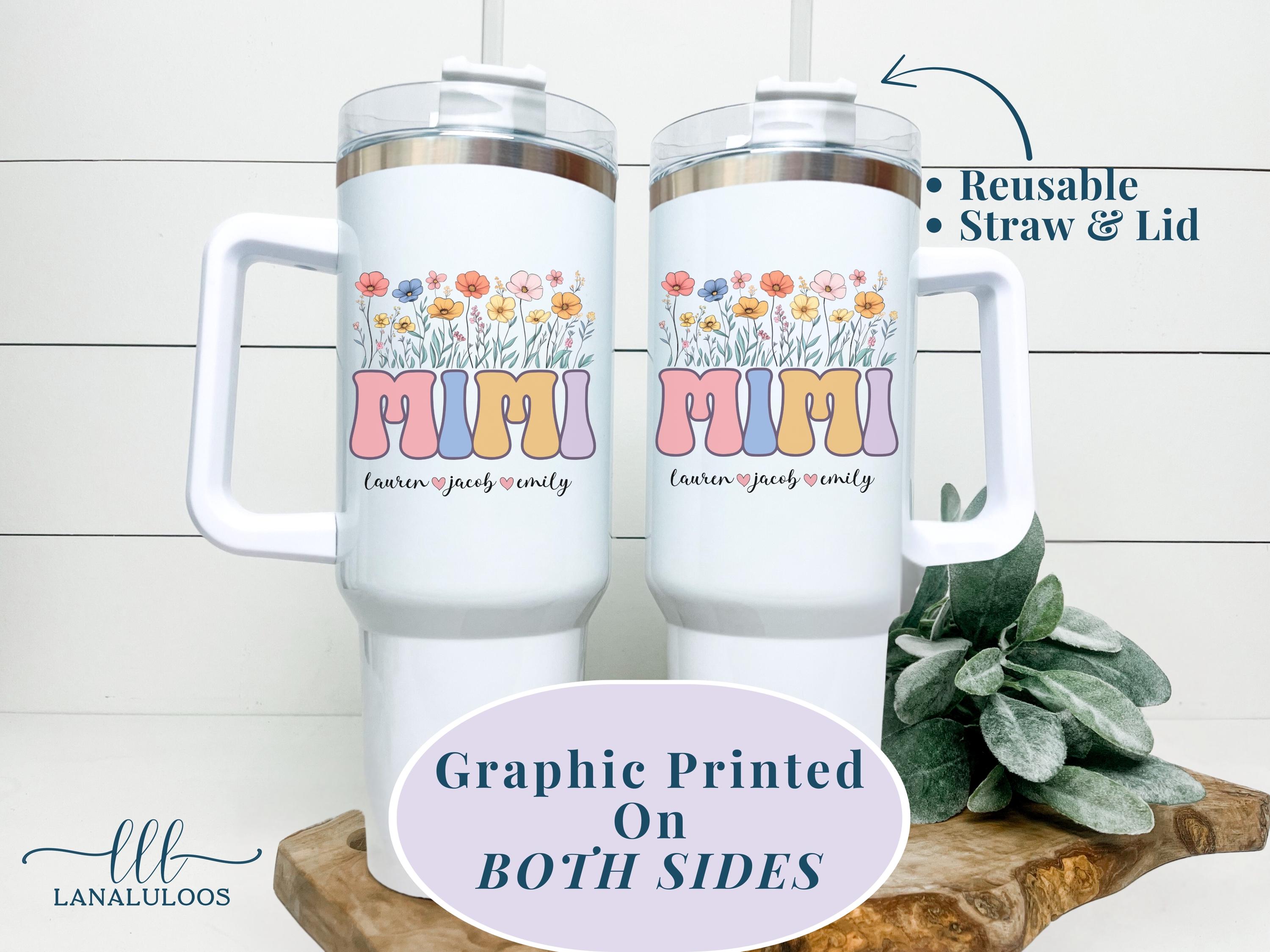Personalized Mimi Tumbler Custom Grandkid Names Wildflower Travel Cup ...