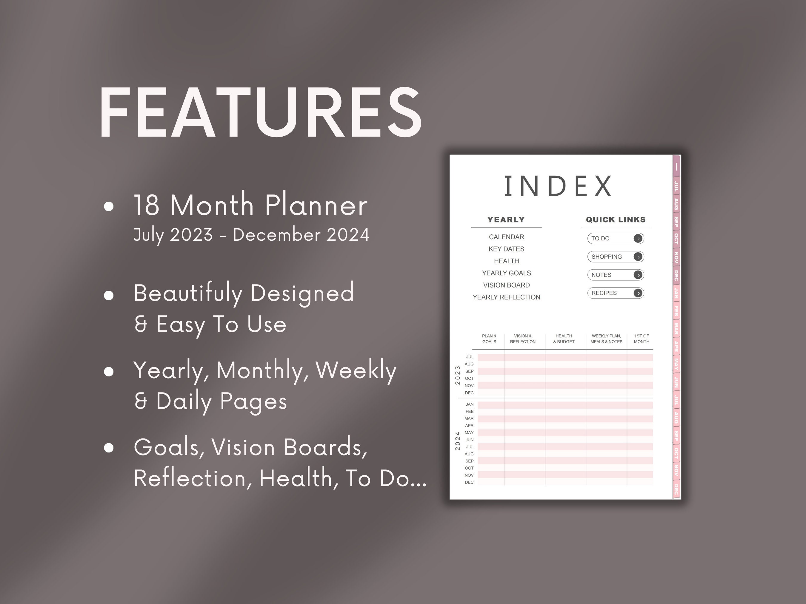 18 Month Digital Planner July 2023 - December 2024 - Etsy