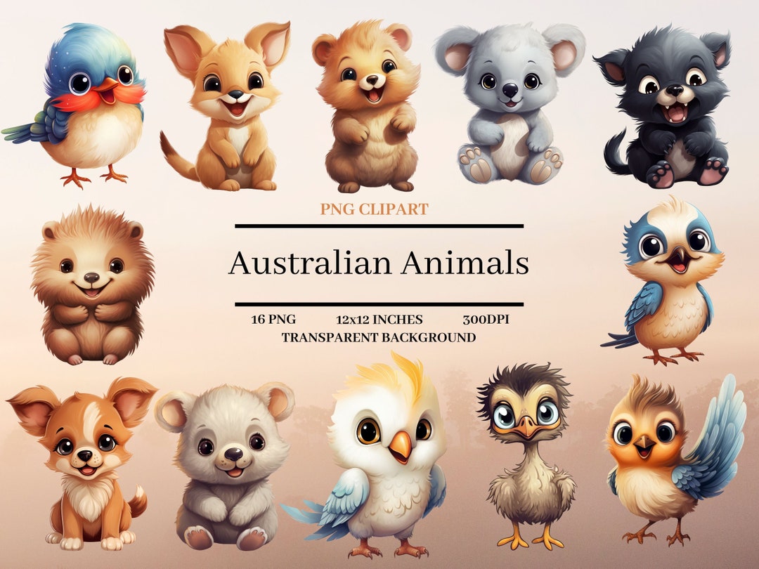 Australian Baby Animals Clipart Bundle Nursery Wall Art Pngs Baby ...