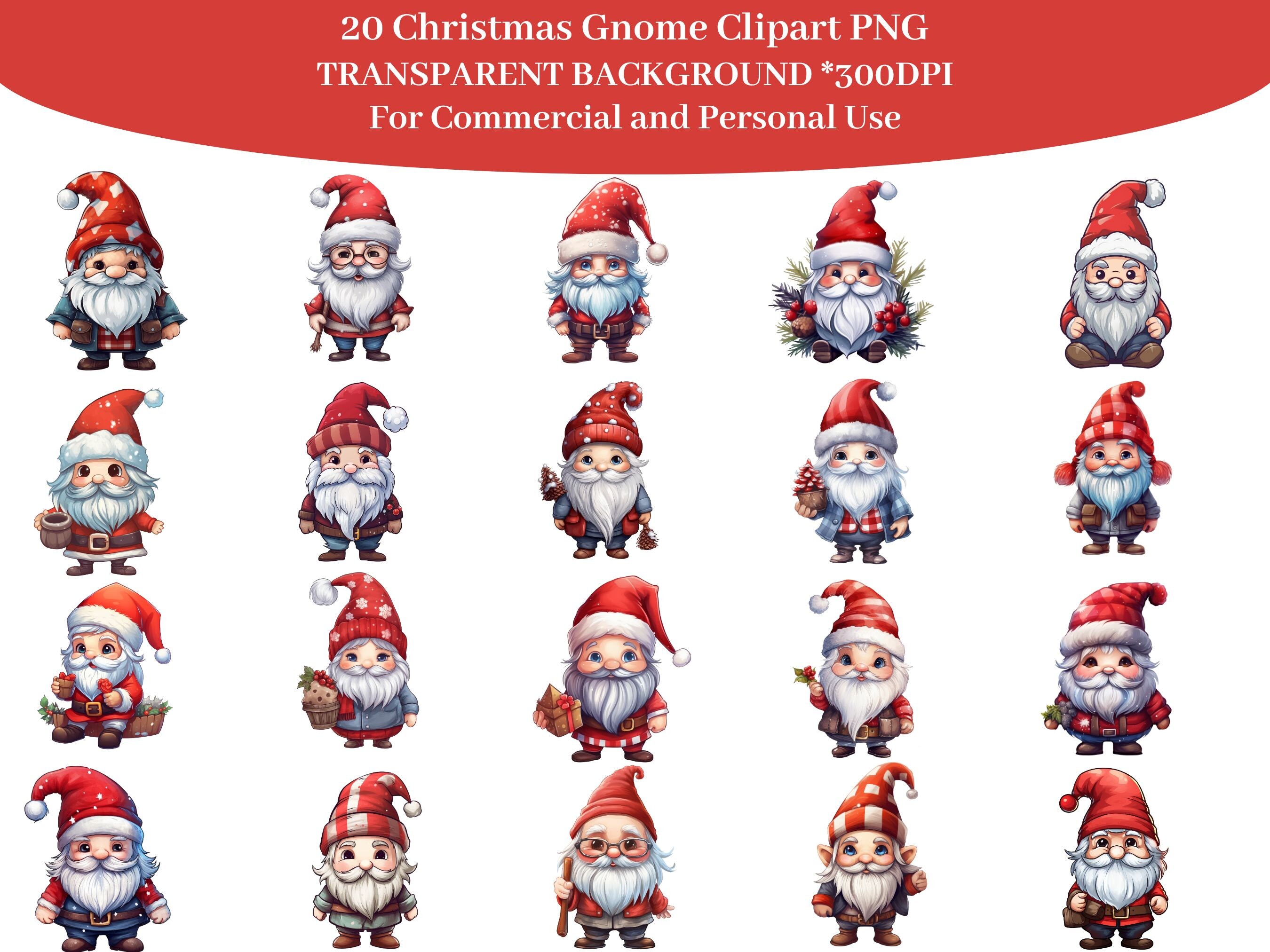 Christmas Gnome Clipart Bundle, Cute Garden Gnome PNG, Winter Clipart ...