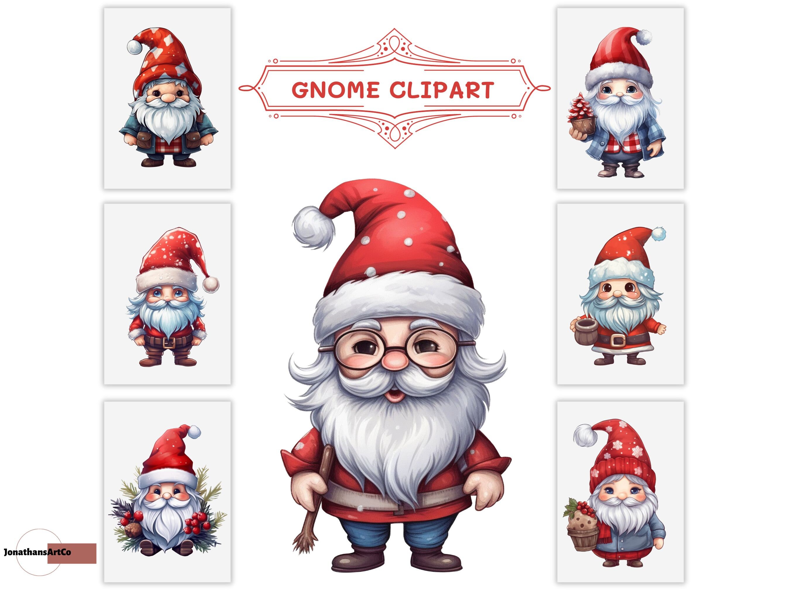 Christmas Gnome Clipart Bundle, Cute Garden Gnome PNG, Winter Clipart ...