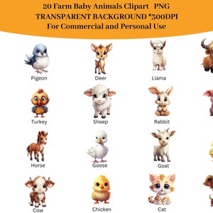 Cute Farm Animals Clipart Bundle Farm Animals PNG Farm Nursery Decor ...