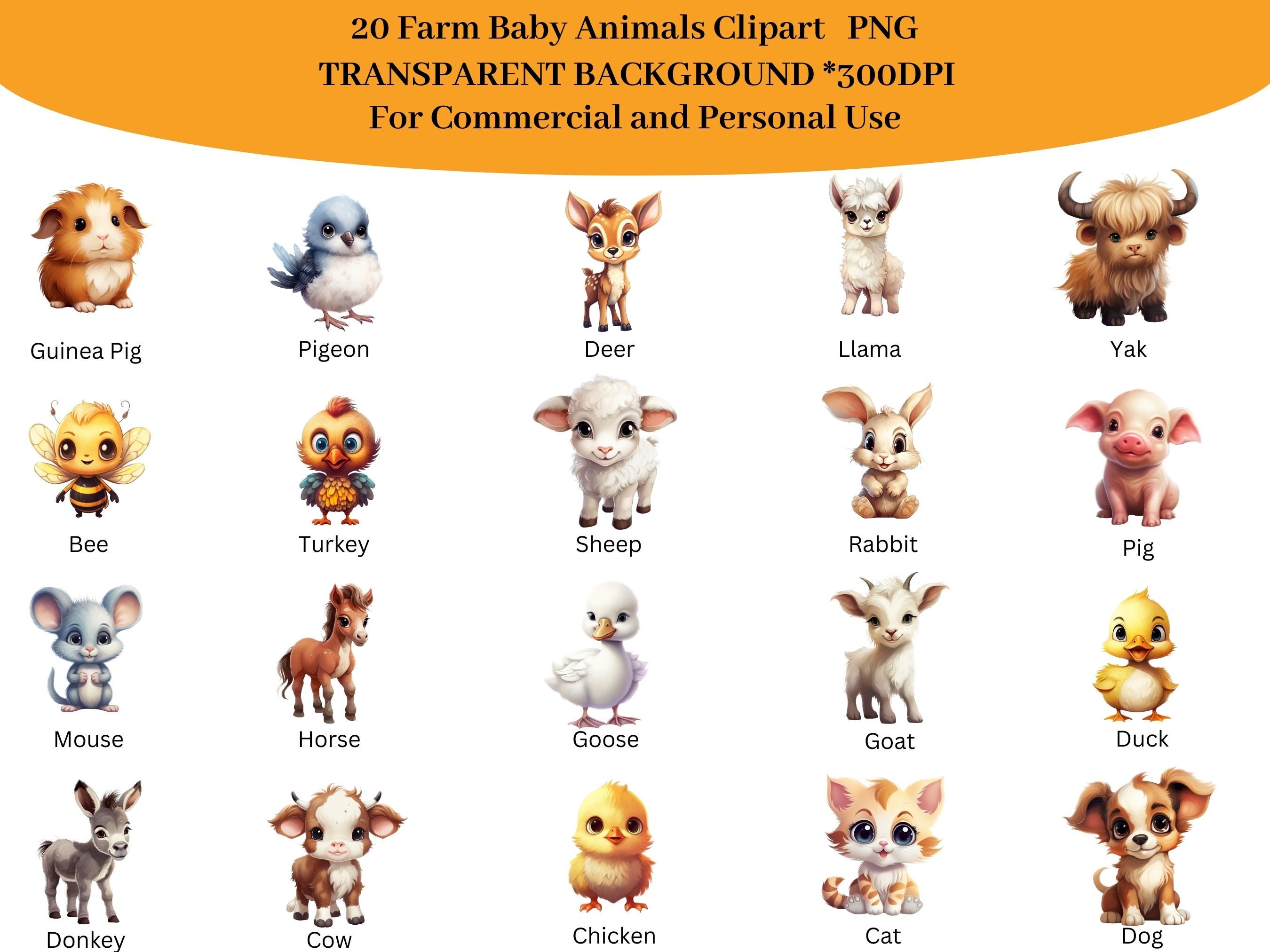 Cute Farm Animals Clipart Bundle Farm Animals PNG Farm Nursery Decor ...