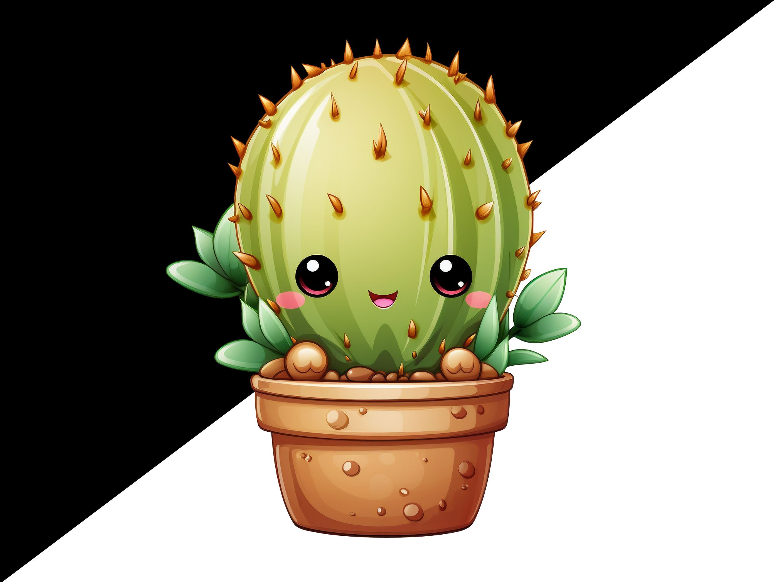 Cute Kawaii Cactus Clipart Bundle, Cactus PNG for Commercial Use ...