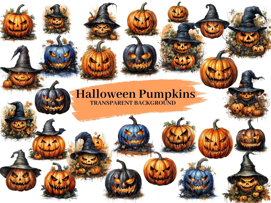 Halloween Pumpkin Horror Clipart Bundle Spooky Clipart for Halloween ...