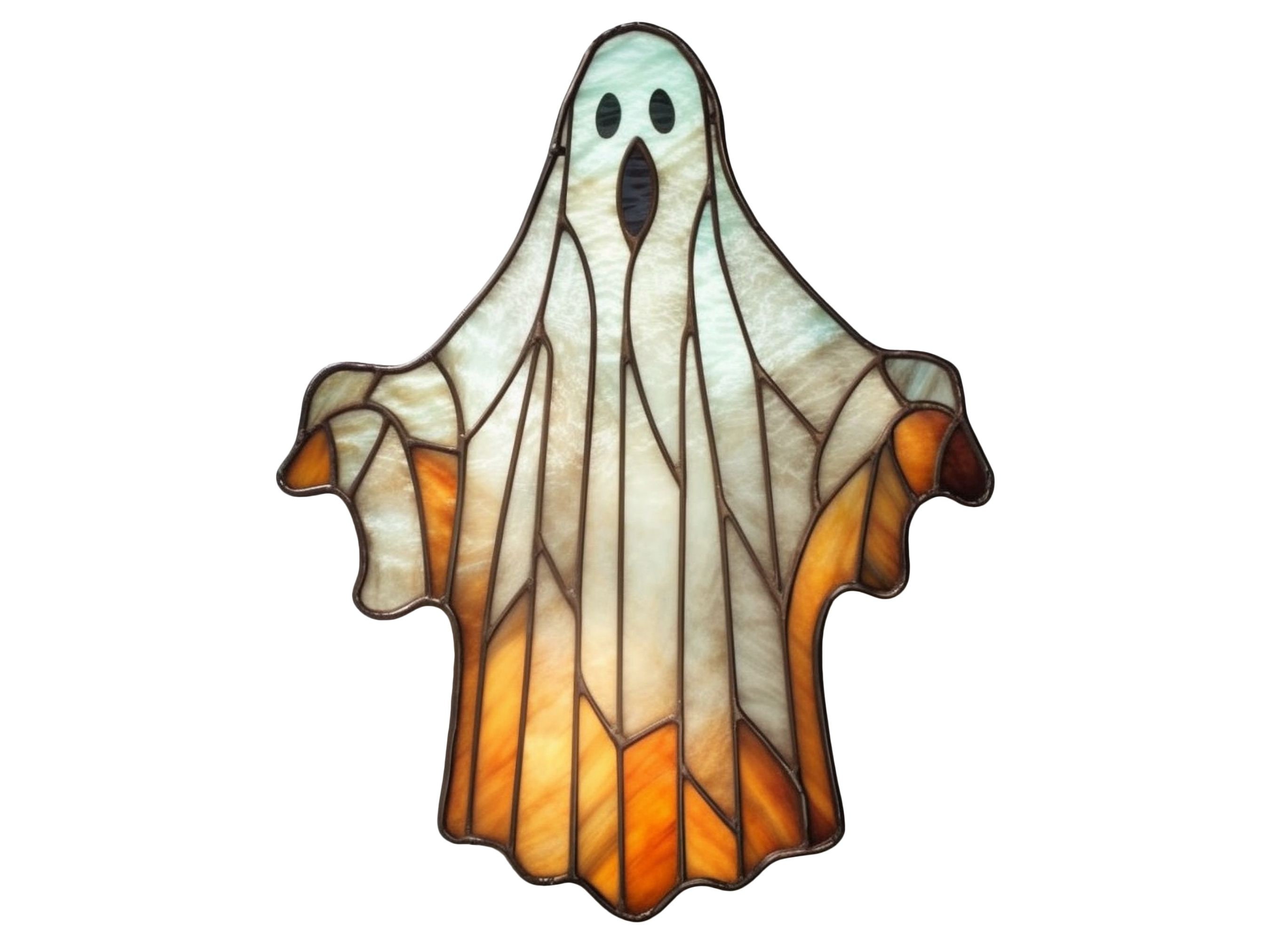 Stained Glass Ghost Clipart Stained Glass PNG Halloween Decor Instant ...