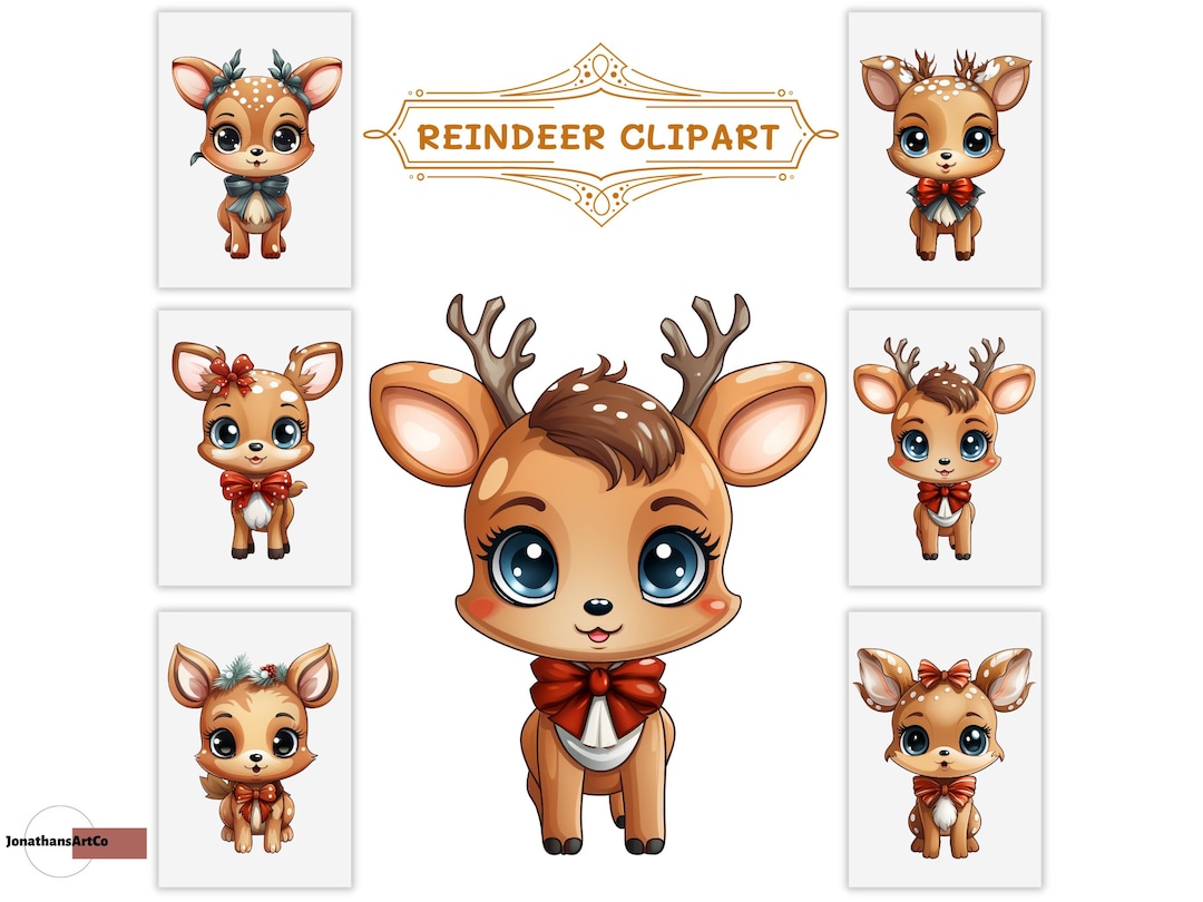 Cute Baby Christmas Reindeer Clipart PNG, Art for Christmas Crafts and ...
