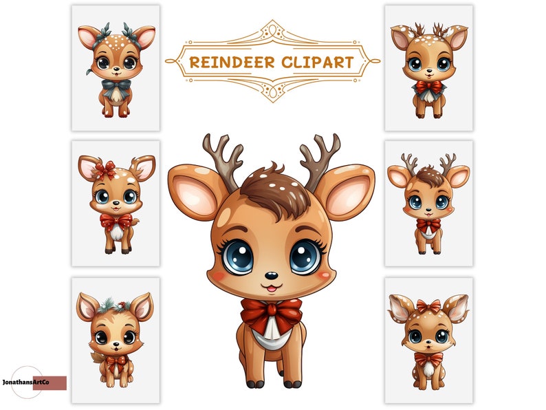 Cute Baby Christmas Reindeer Clipart PNG, Art for Christmas Crafts and ...