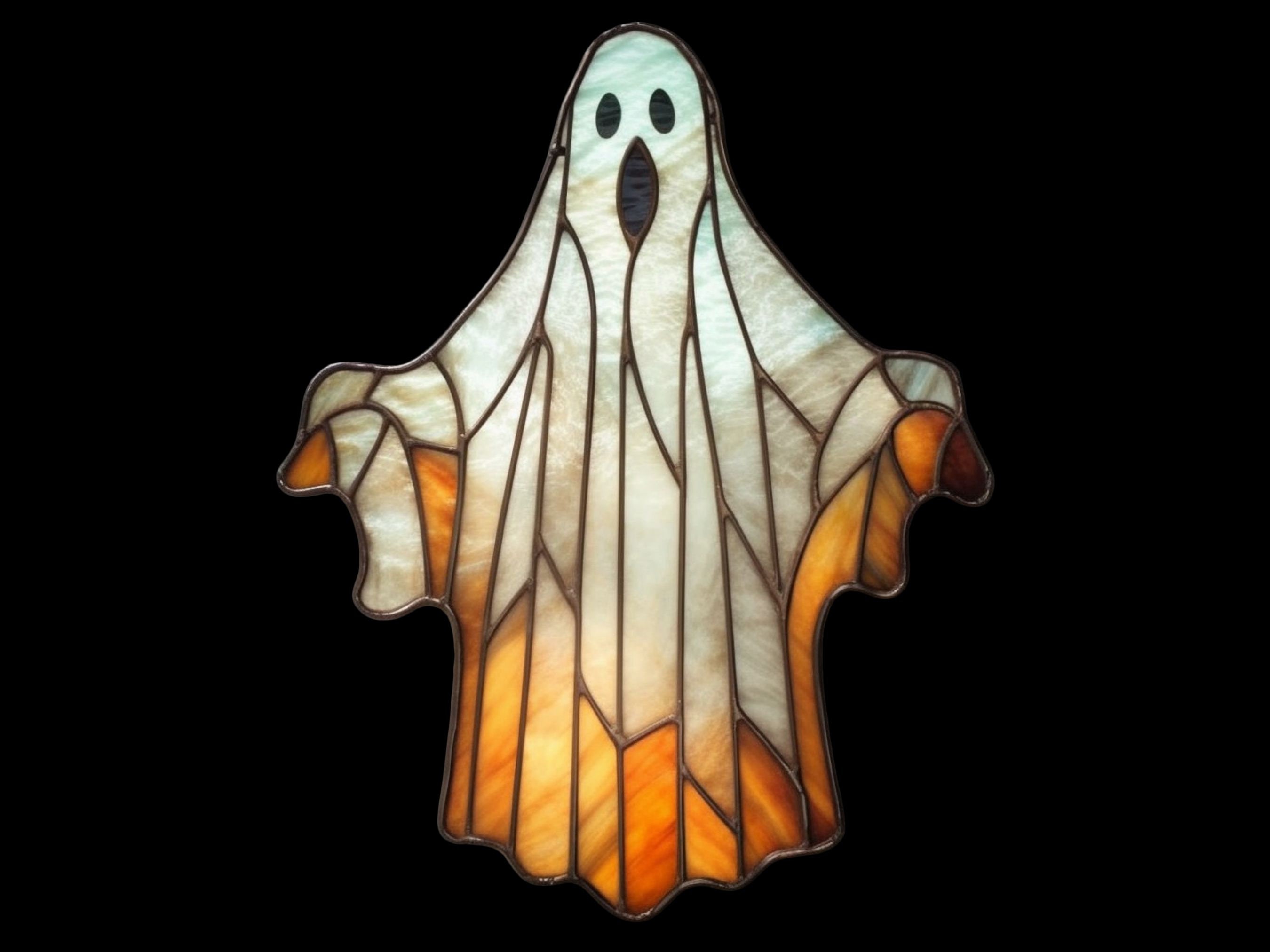 Stained Glass Ghost Clipart Stained Glass PNG Halloween Decor Instant ...