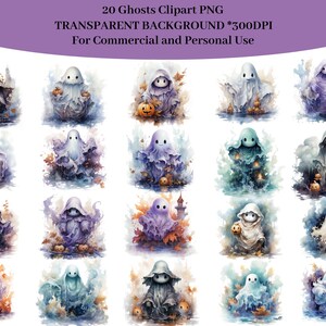 Spooky Halloween Ghost Clipart Watercolor Clipart Halloween PNG Spooky ...