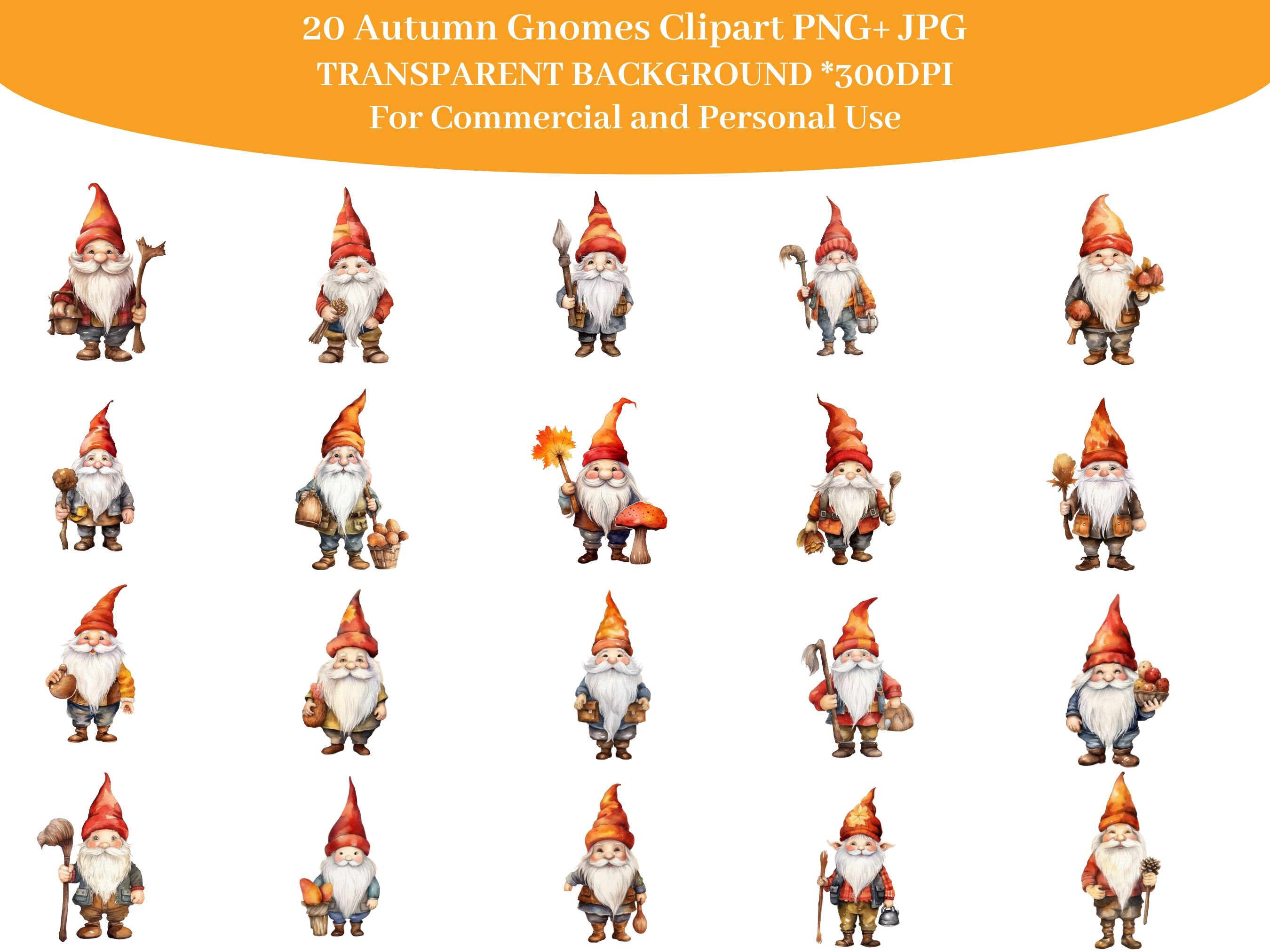 Cute Autumn Gnomes Clipart Bundle PNGJPG: Printable Gnome Art - Etsy