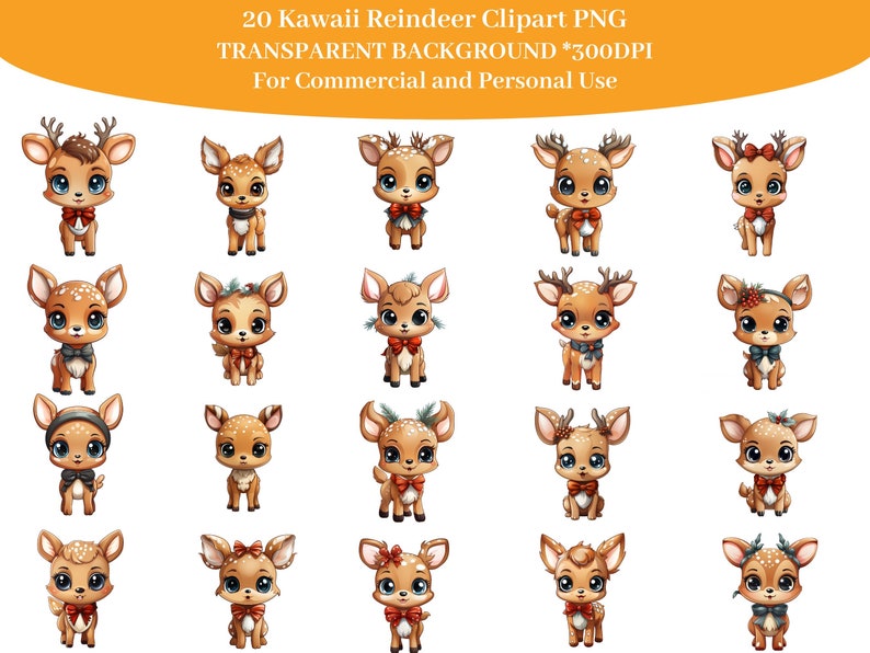 Cute Baby Christmas Reindeer Clipart PNG, Art for Christmas Crafts and ...
