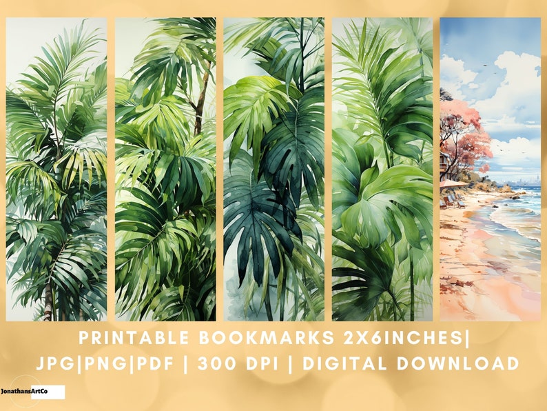 20 Beach Watercolor Printable Bookmarks, Summer Clipart Bookmarks Set ...