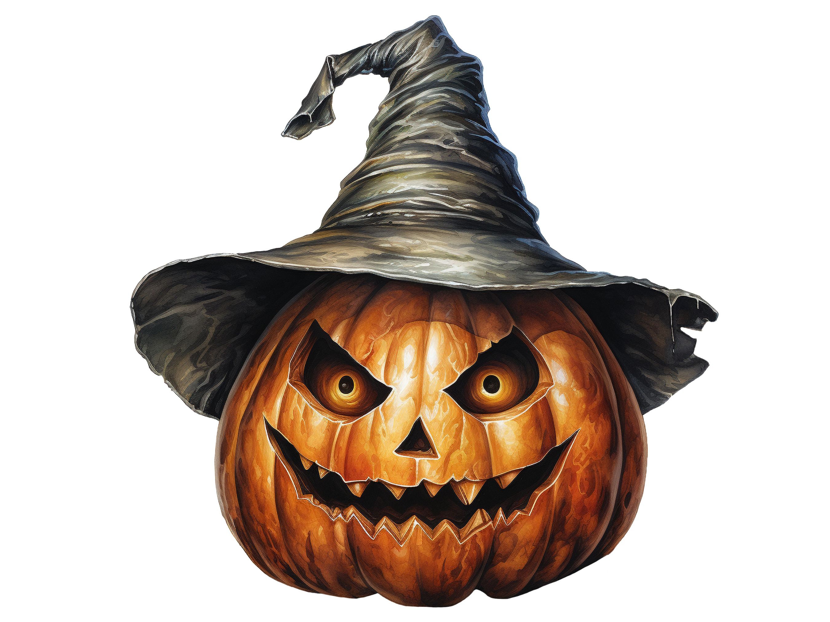 Scary Pumpkin PNG Clipart Halloween Graphics Spooky Clipart Watercolor ...
