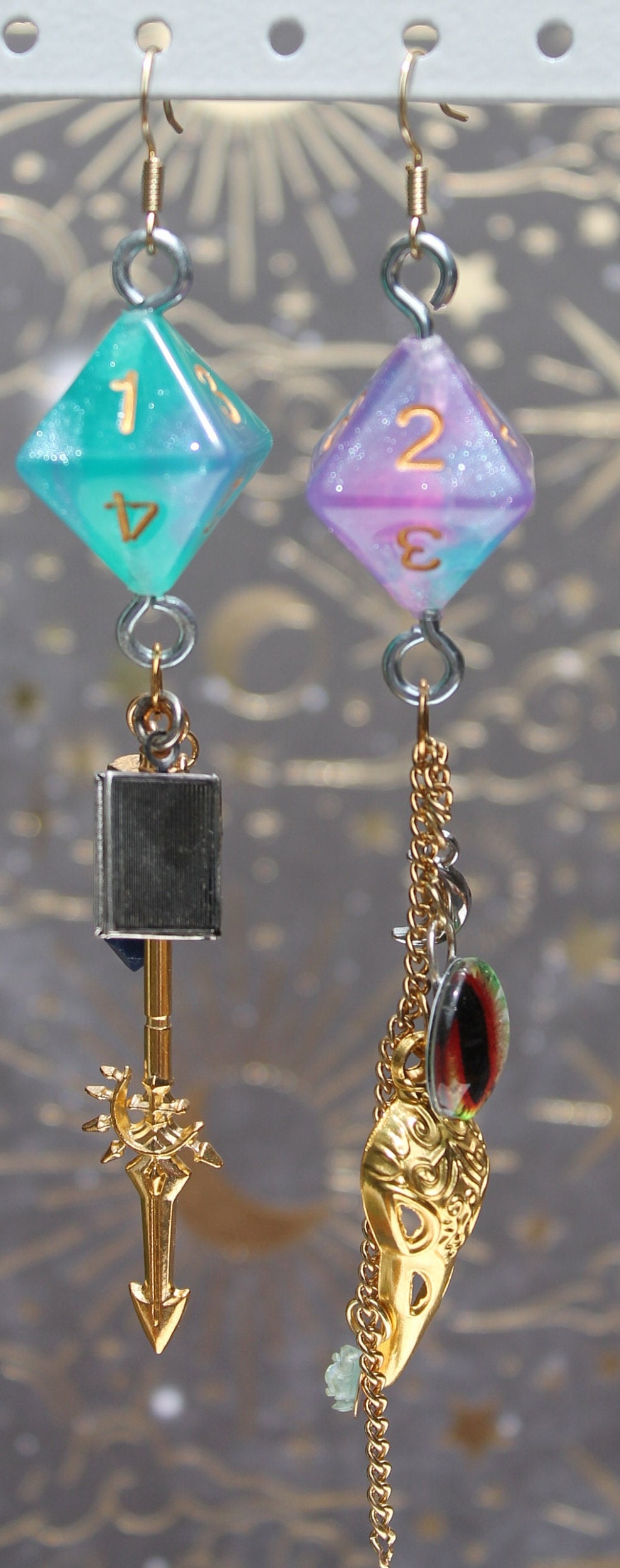 Dungeons and Dragons Cleric Earring's Dnd D8 Dice Galaxy - Etsy