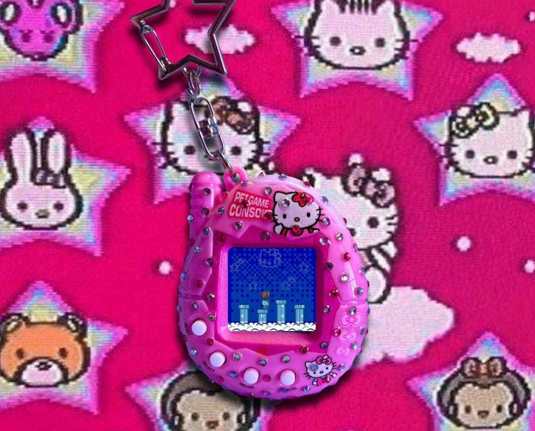 Kitty Bling Tamagotchi Keychain| Sanrio Bling Keychain | Purse Bag ...