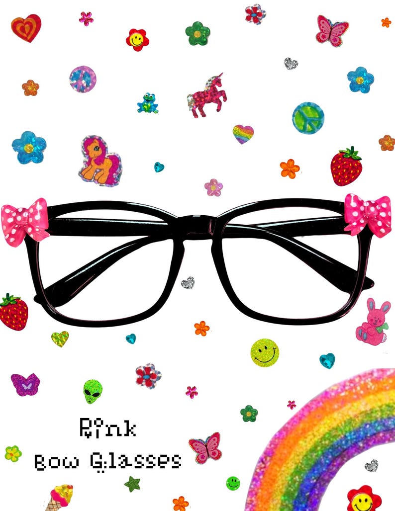 Kitty Bow Glasses Junk Glasses Polka Dot Bow Glasses Eye Glasses - Etsy