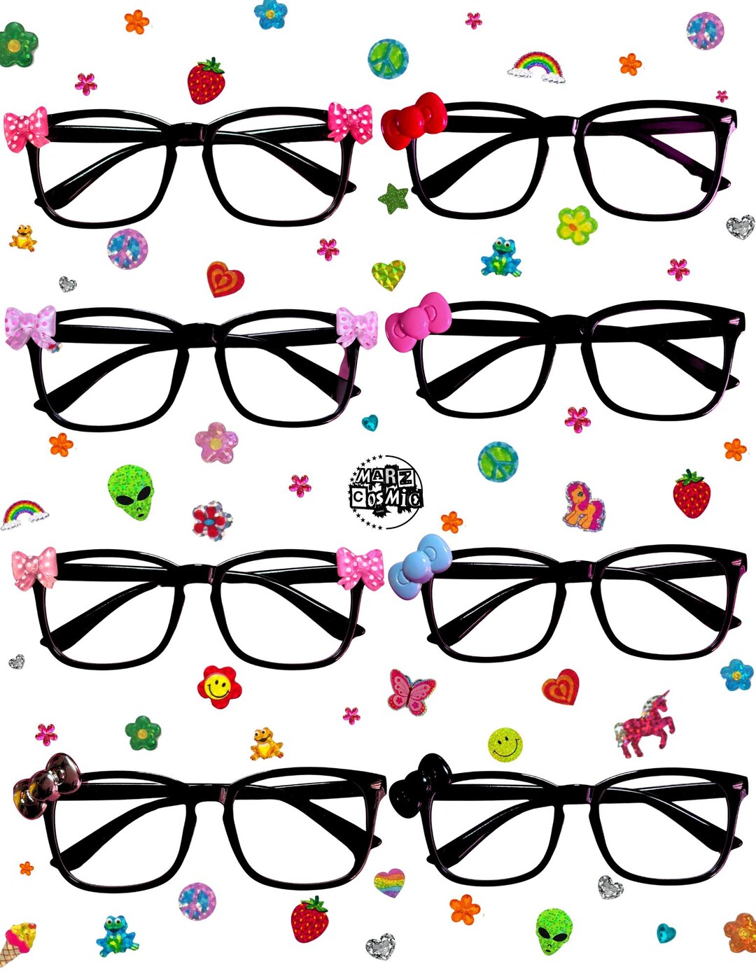Kitty Bow Glasses Junk Glasses Polka Dot Bow Glasses Eye Glasses - Etsy