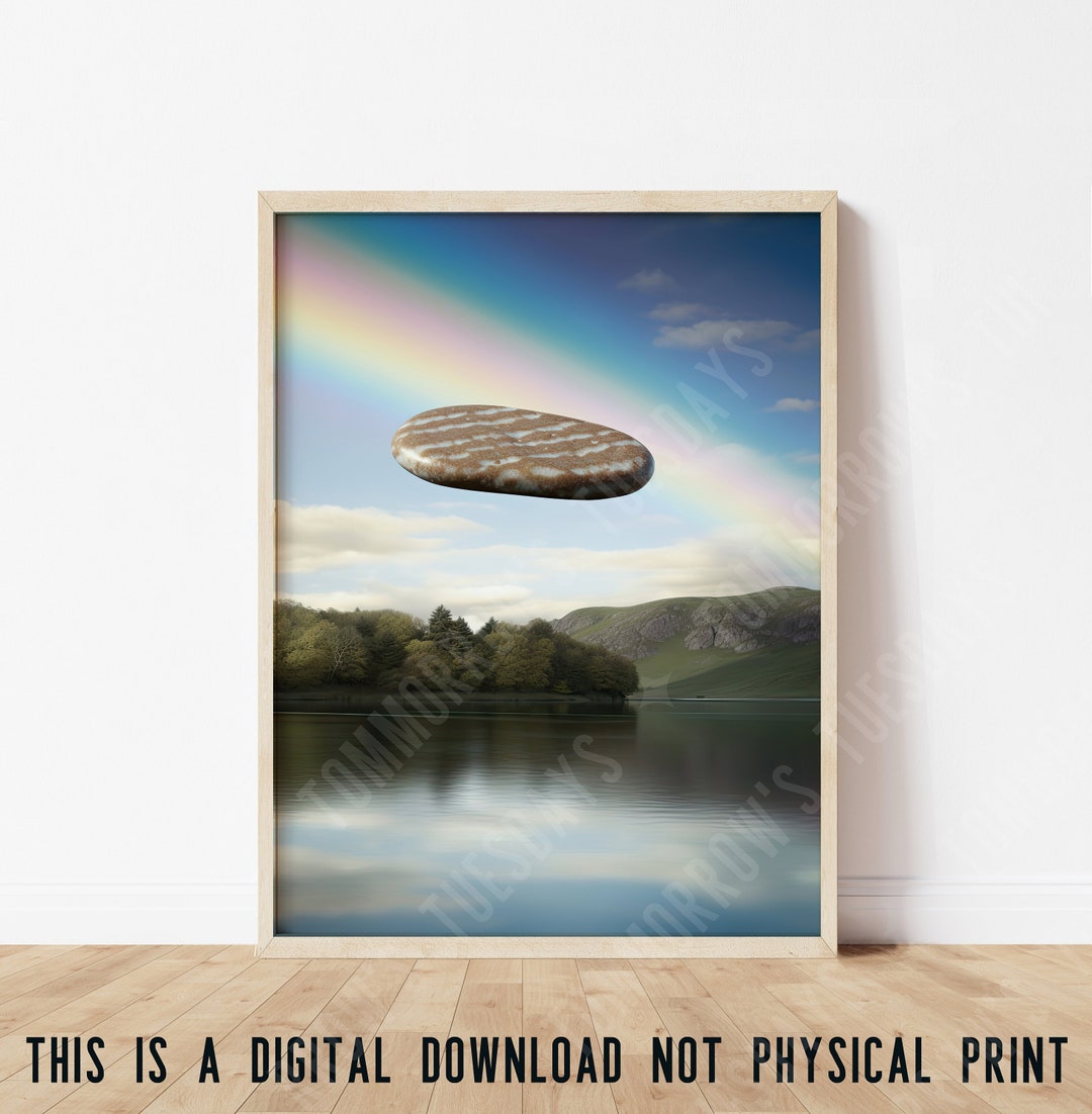 Striped Rock Art Print, Floating Marvel With River, Sky, and Enchanting ...