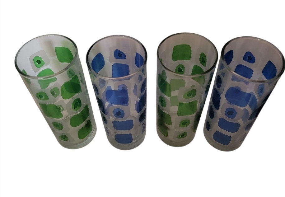 Vintage Italian Tall Tumbler Glasses Cerve Midcentury Modern Art Glass ...
