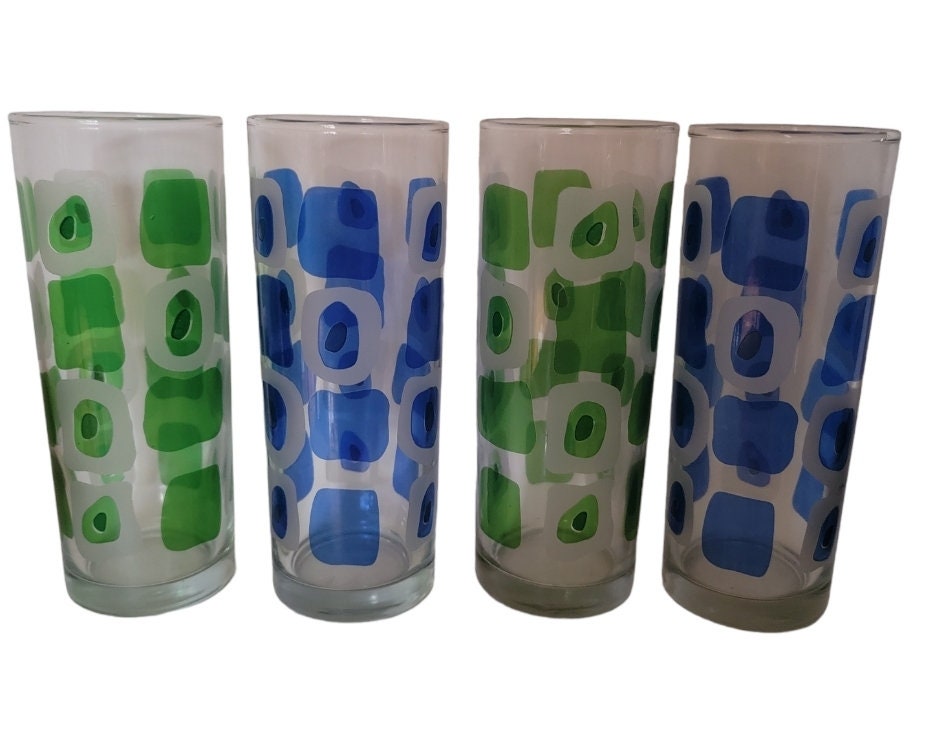 Vintage Italian Tall Tumbler Glasses Cerve Midcentury Modern Art Glass ...