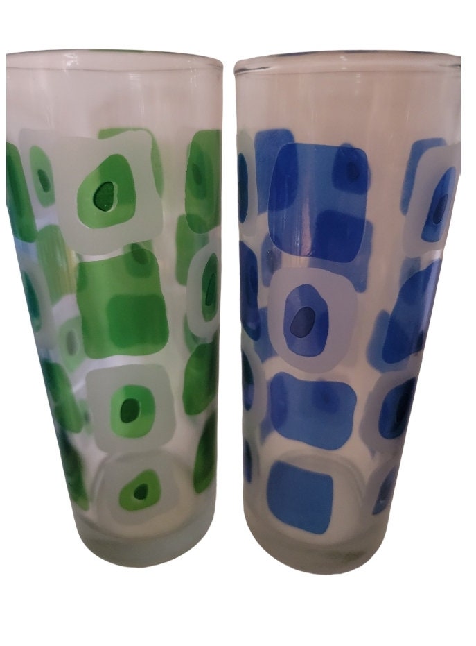 Vintage Italian Tall Tumbler Glasses Cerve Midcentury Modern Art Glass ...