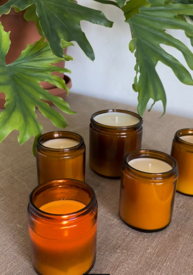 Natural Scented Candles Amber Glass Jars - Etsy