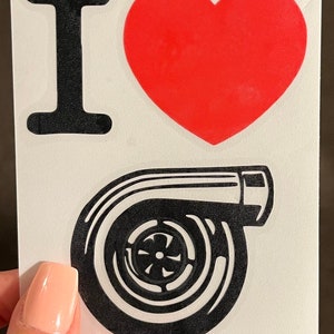 I Love Turbo Vinyl Decal Sticker Garrett Turbo Charger Comp Turbo Boost ...