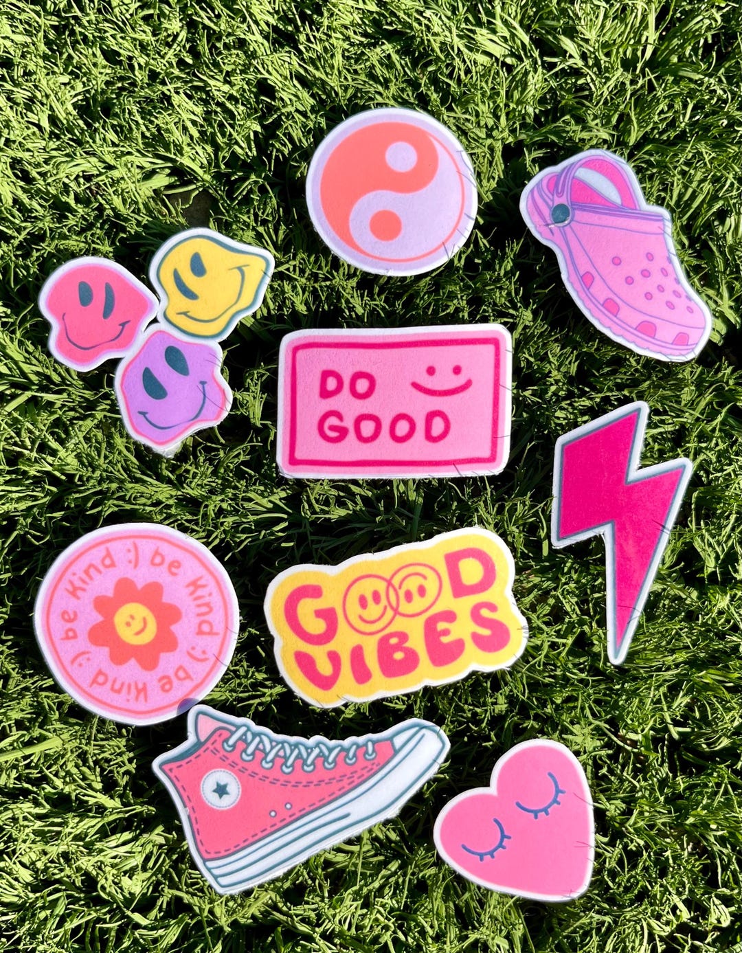 Preppy Retro Stickers, Smiley Face, Lightning, Stanley Cup, Converse ...