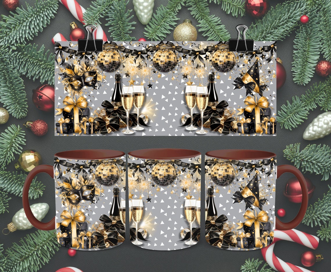 New Years Mug Wrap Design Sublimation PNG for 11oz and 15oz Mugs ...