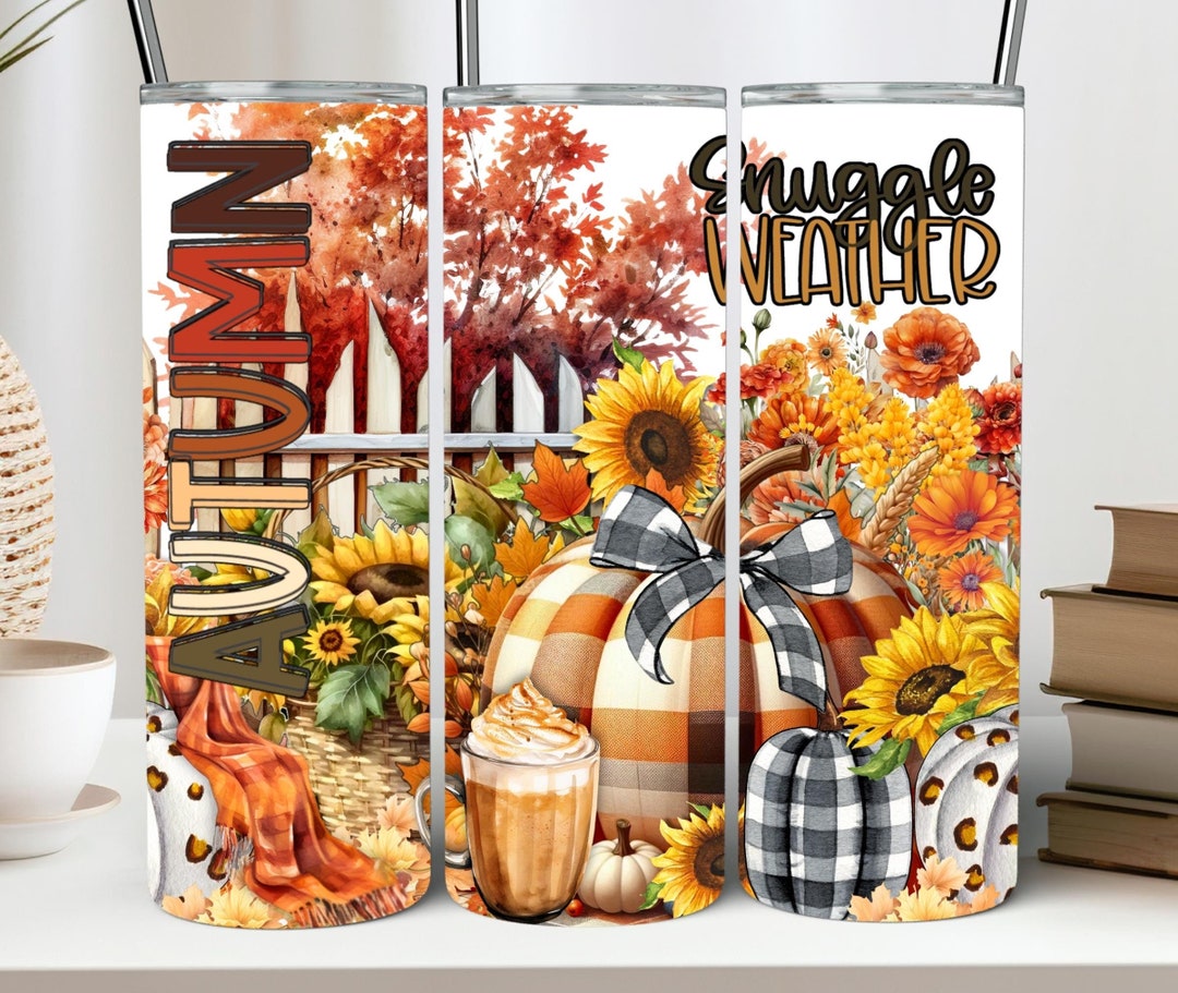 Autumn Season Pumpkin Patch Snuggle Weather Tumbler Wrap Design ...