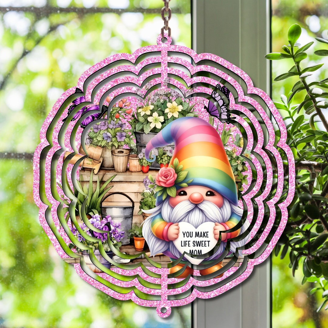 Mother's Day Gnome Wind Spinner Design Cute Summer Mom's Day Gonk ...