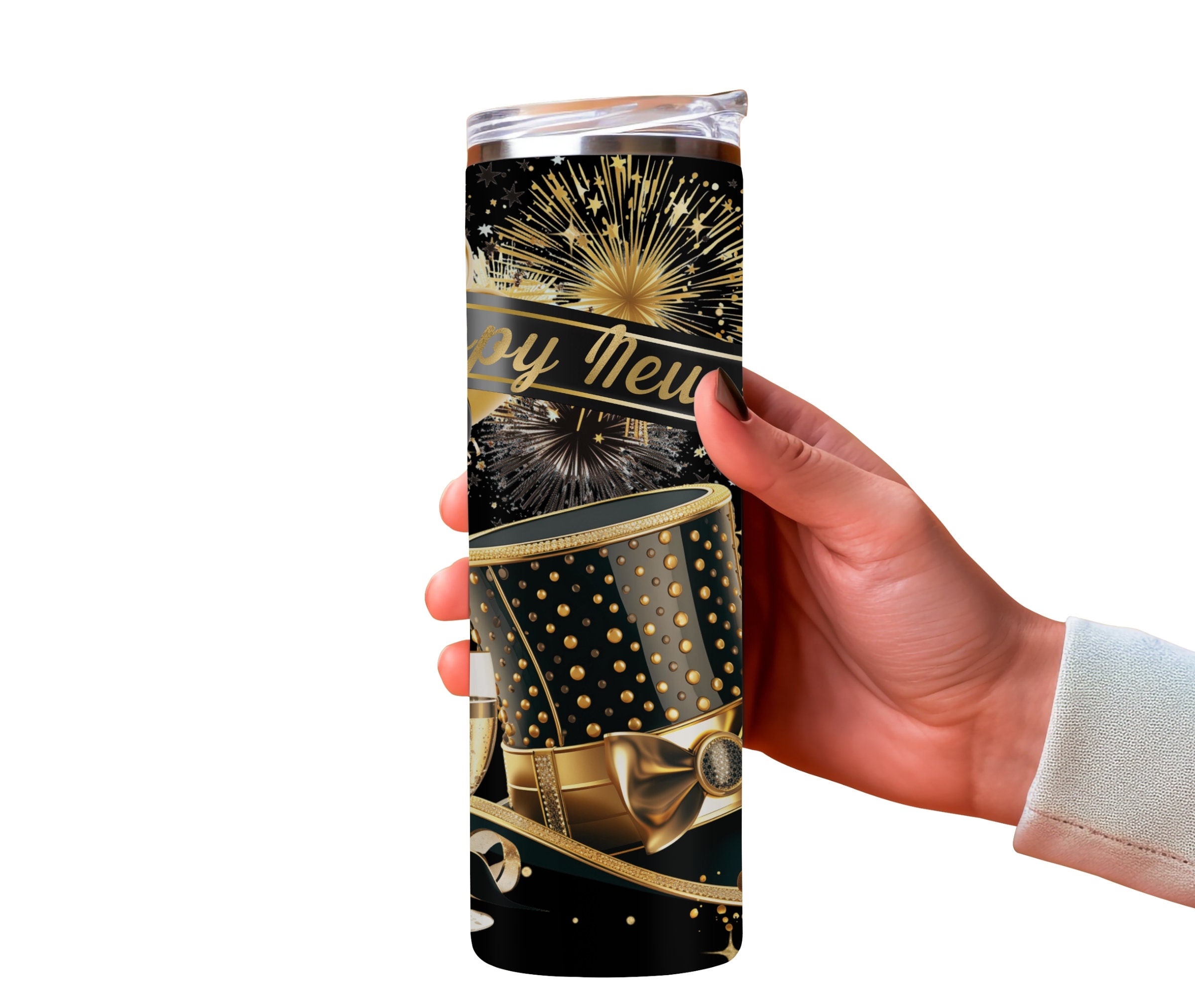 Elegant New Years Tumbler Wrap Design Seamless Sublimation PNG for 20oz ...