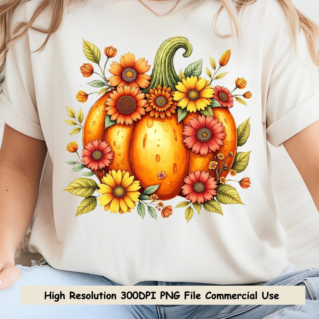 Floral Pumpkin PNG Clipart Pumpkin SVG for Sublimation Projects Tshirts ...