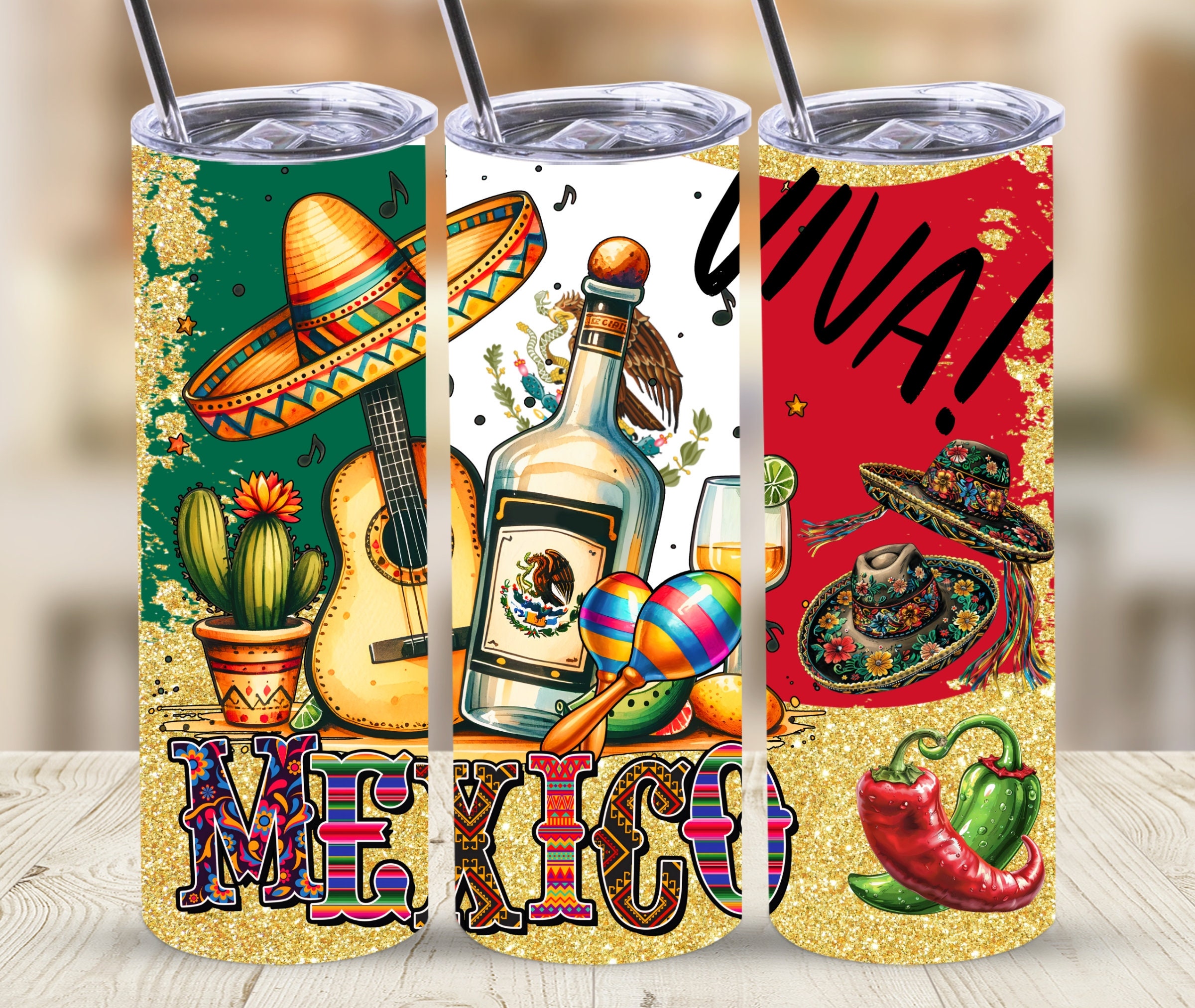 Viva Mexico Tumbler Wrap Seamless Sublimation PNG 20 Oz Tumbler Digital ...