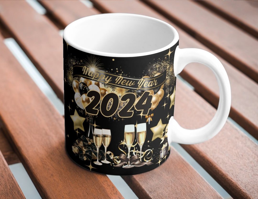 Happy New Year Mug Wrap Design Sublimation PNG for 11oz and 15oz Mugs ...