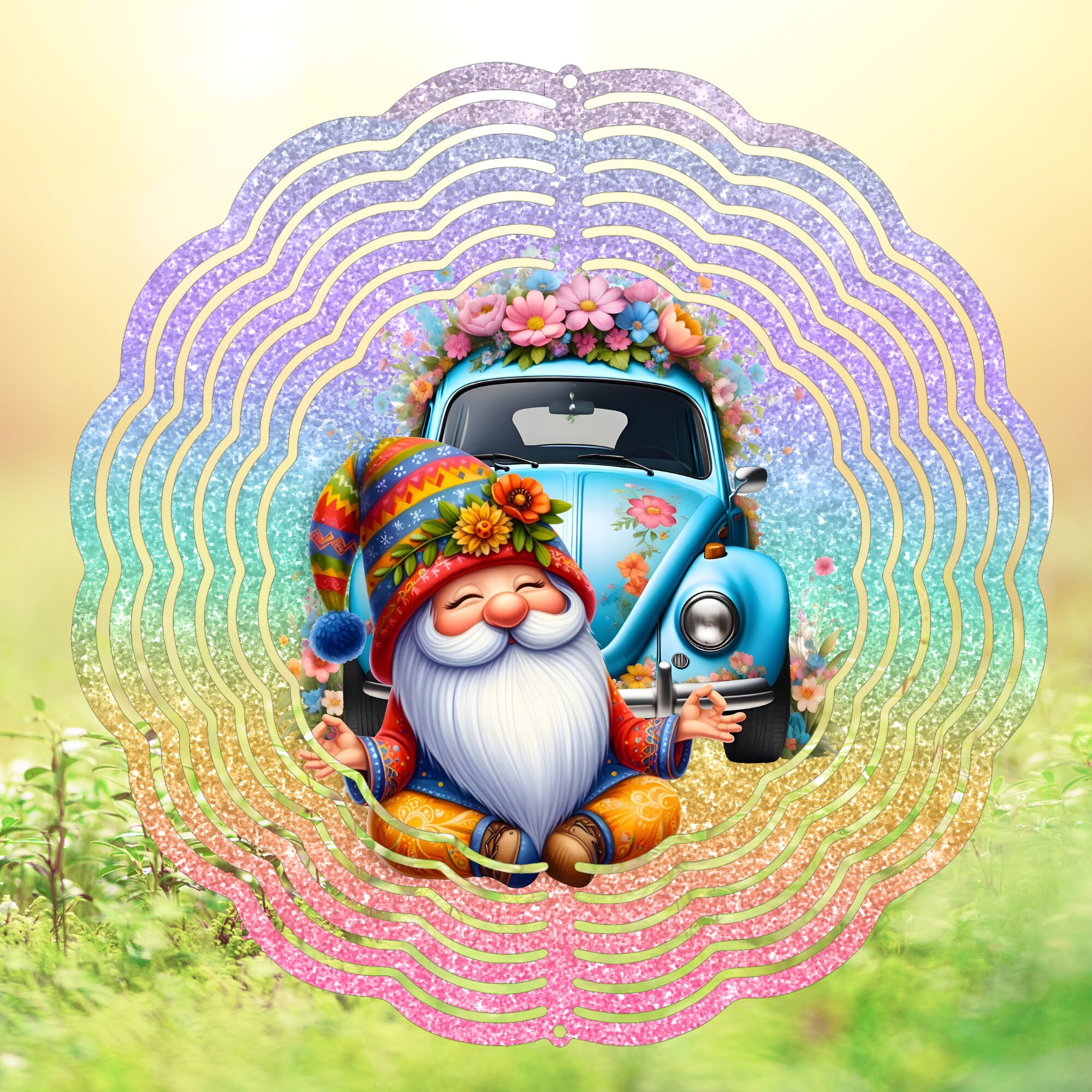 Cute Namaste Hippie Gnome Wind Spinner Design Sublimation PNG for 8 ...