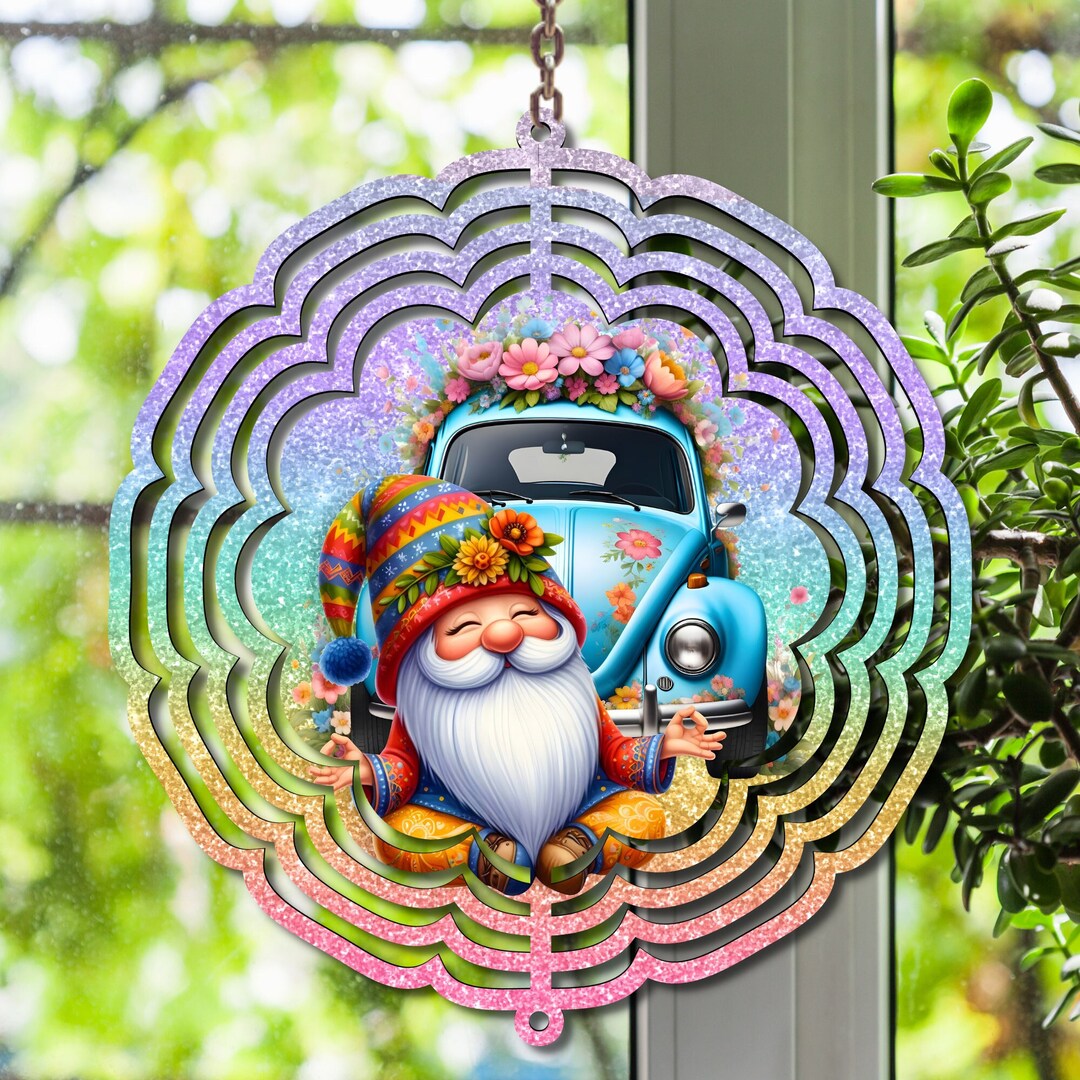 Cute Namaste Hippie Gnome Wind Spinner Design Sublimation PNG for 8 ...