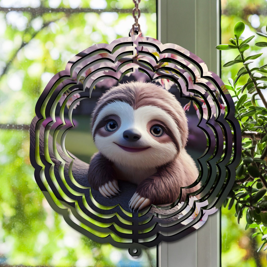 Cute Sloth Wind Spinner PNG Animal Sublimation Design for 8 to 10 Inch ...