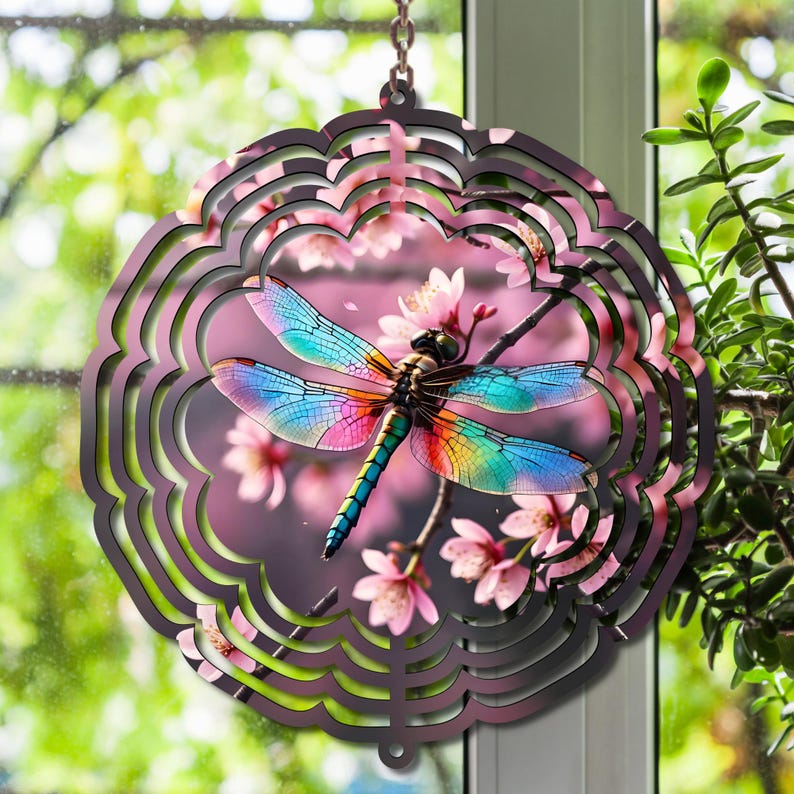 Dragon Fly Wind Spinner PNG Pink Spring Flower Sublimation Design 8 to ...