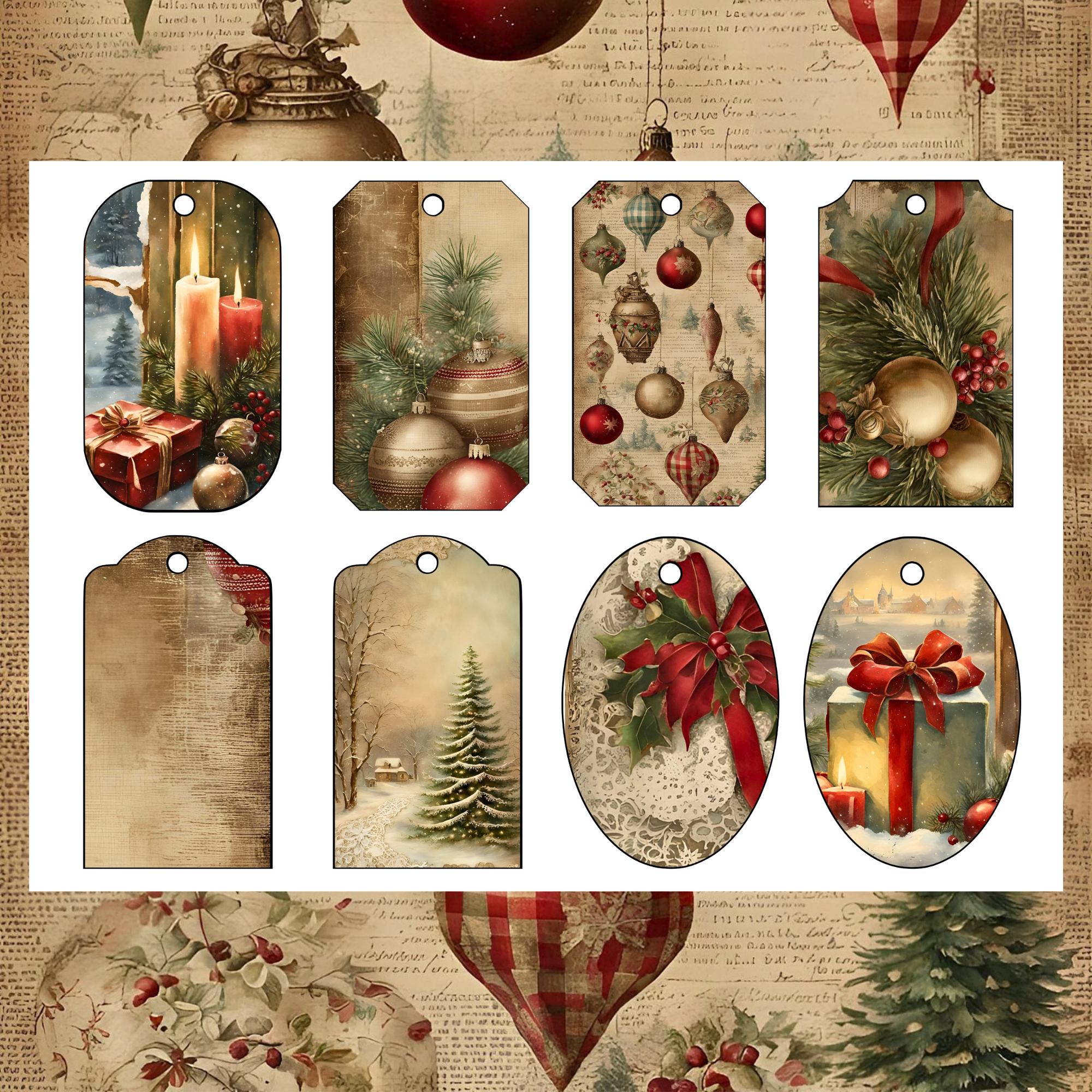 Vintage Christmas Present Tags Junk Journal Supplies Tags for Gifts ...