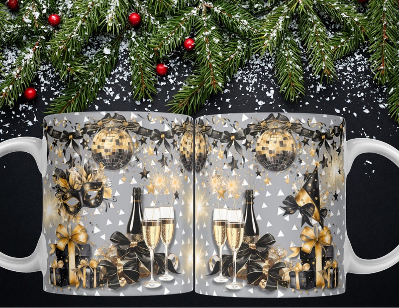 New Years Mug Wrap Design Sublimation PNG for 11oz and 15oz Mugs ...